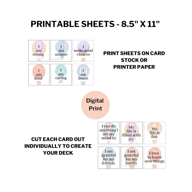 Kids Printable Positive Affirmation Cards, Motivational Cards for ...