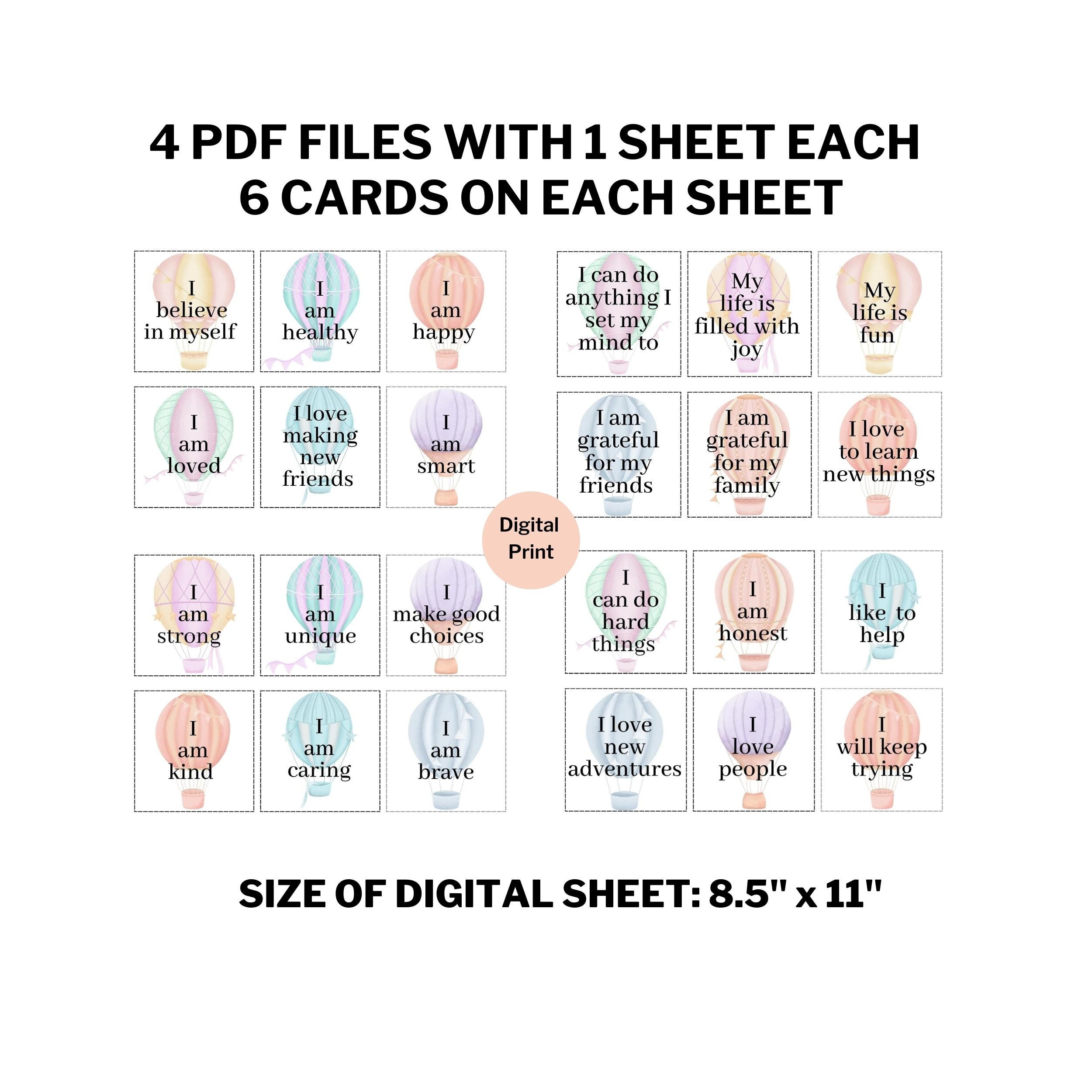 Kids Printable Positive Affirmation Cards, Motivational Cards for ...