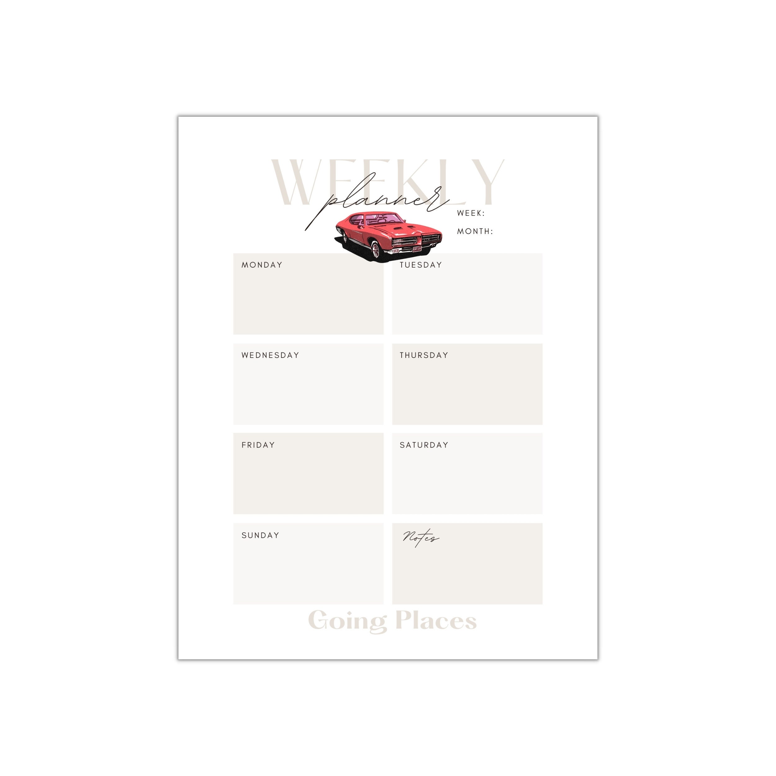 Car Weekly Planner Printable, Weekly Schedule, Weekly Organizer, Office ...