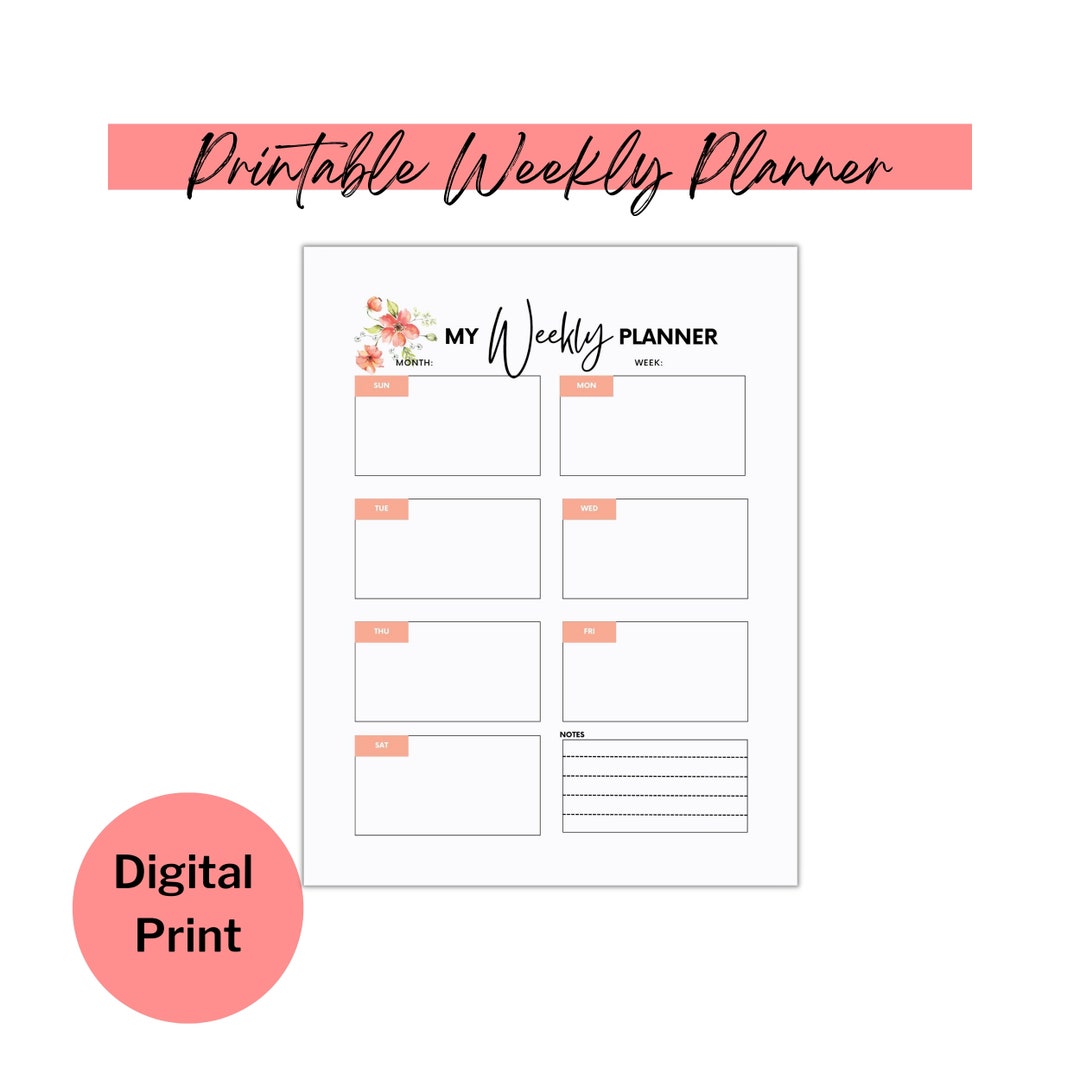 Floral Weekly Planner Printable, Weekly Schedule, Weekly Organizer ...