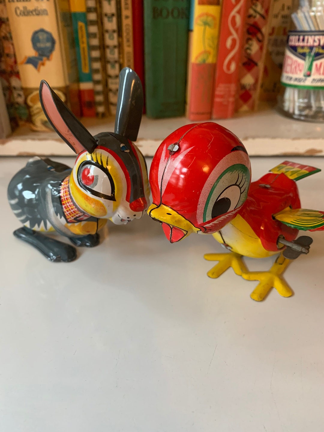 Vintage Tin Wind up Toys Bunny & Redbird Mikuni Made in Japan Metal ...