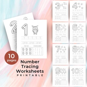 Number Tracing Worksheets, 1-10 Number Workbook for Kindergarten, 3 ...