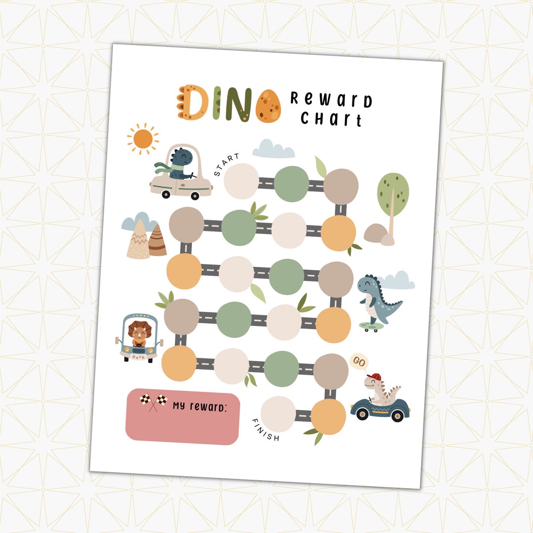 Reward Chart Kids Printable Dinosaurs, Car Toddler Reward Chart, Potty ...