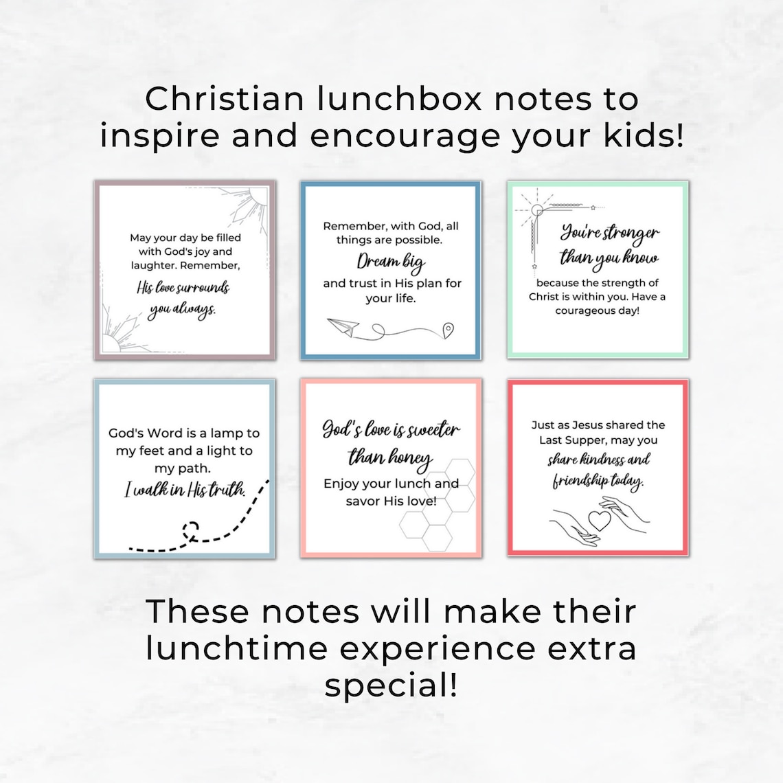 Lunch Box Notes Christian Printable, Encouragement Cards for Kids ...