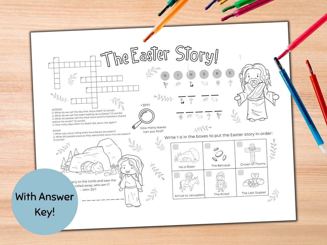 Easter Story Activity Placemat Printable, Brunch Placemat Coloring ...