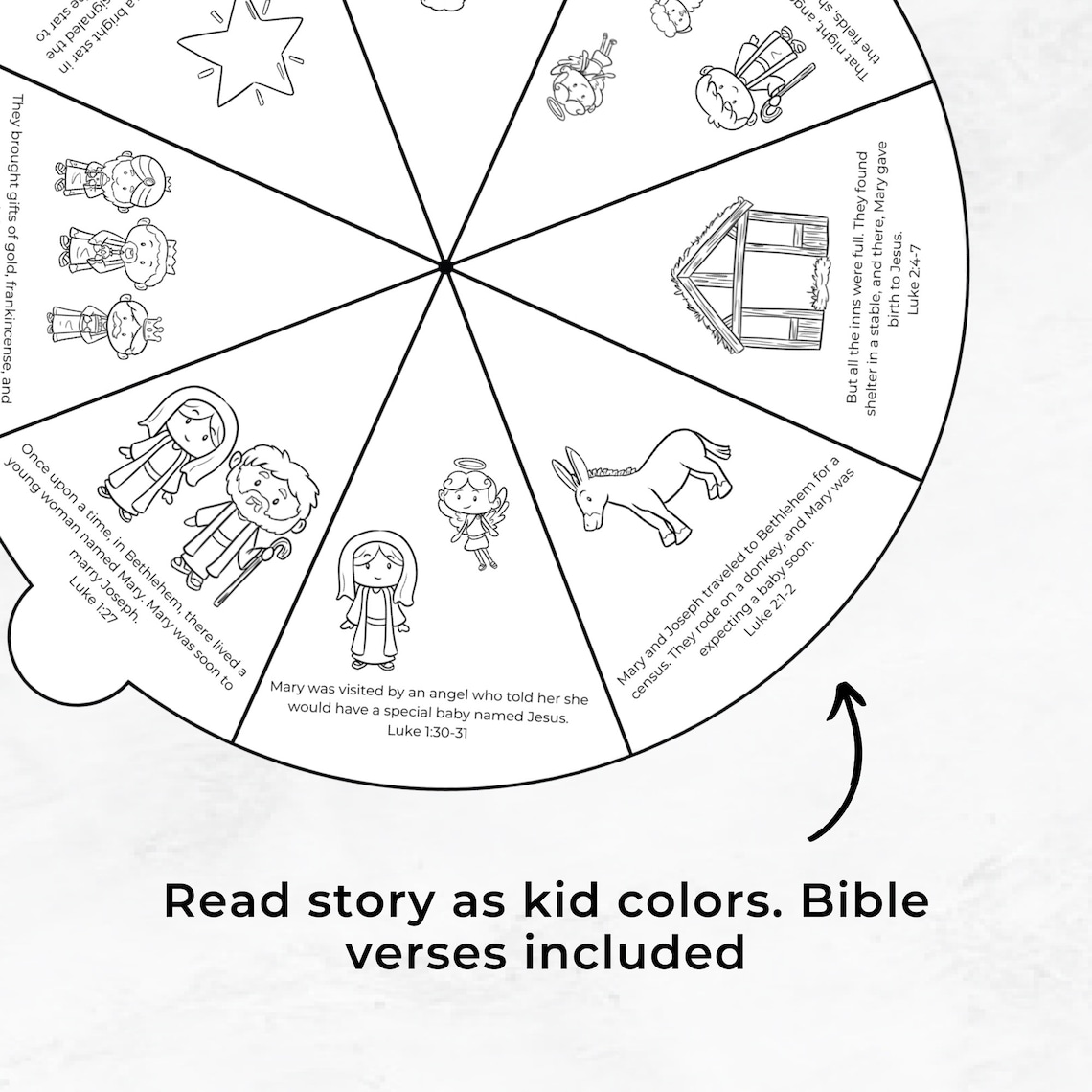 Printable Nativity Coloring Pages Spin Wheel, Printable Religious ...