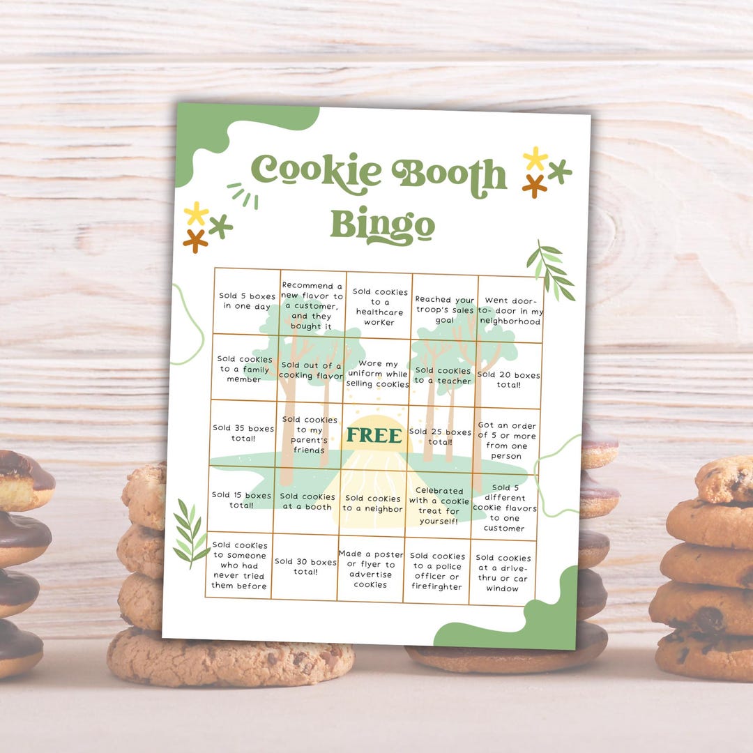 Cookie Booth Bingo Printable, Fun Game for Scouts, Bing Card Cookie ...