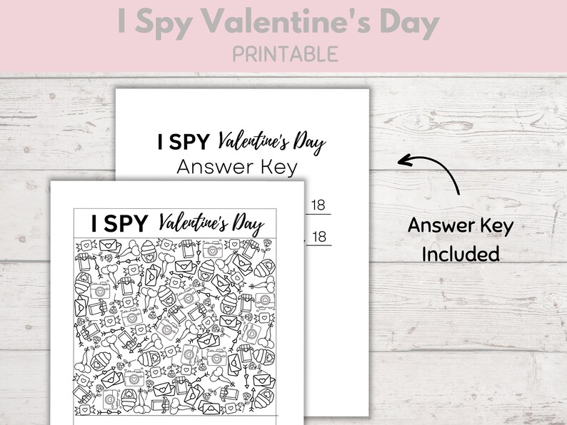 I Spy Valentine's Day Game Printable, Kids Valentine Party Game ...
