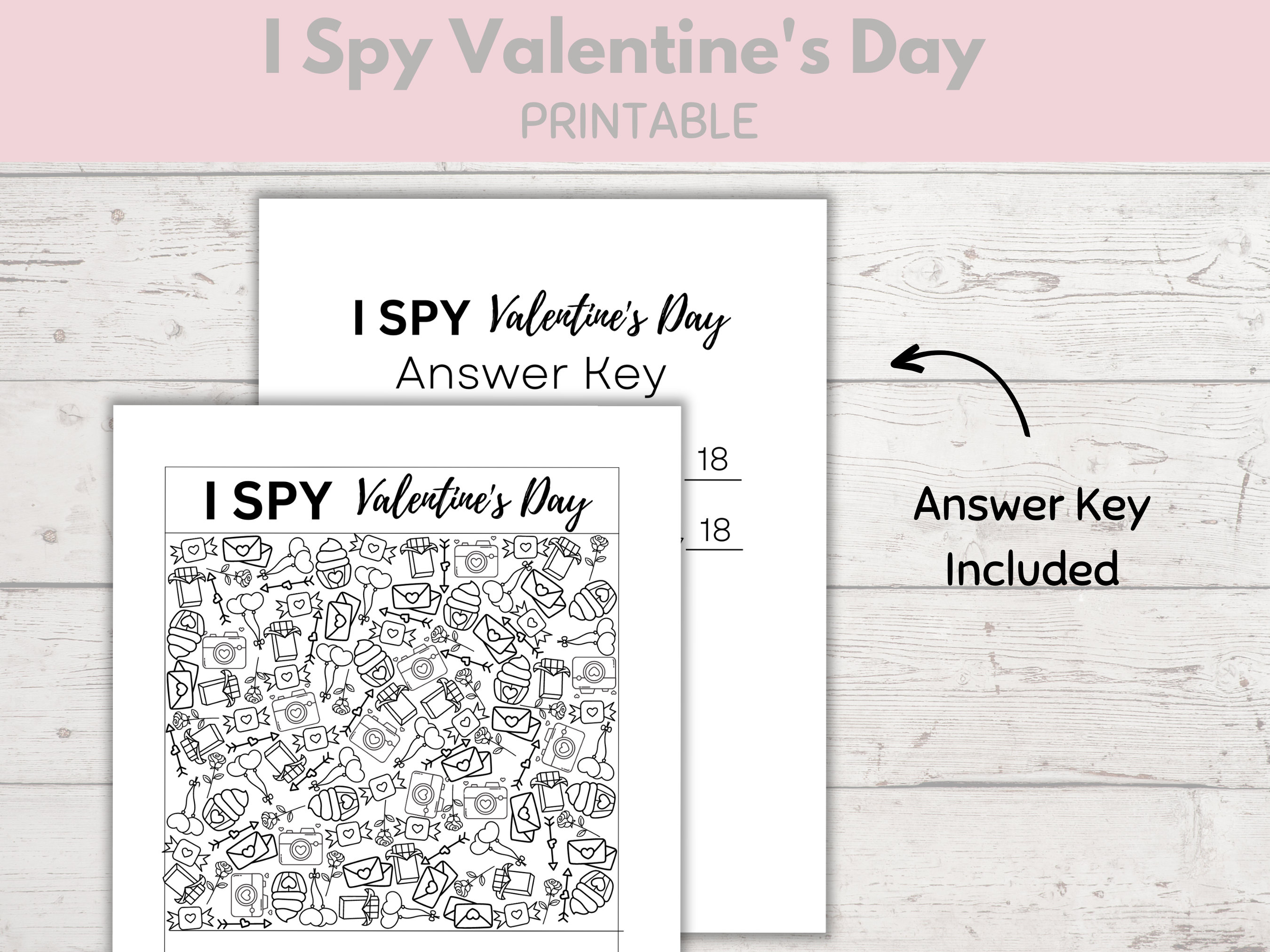 I Spy Valentine's Day Game Printable, Kids Valentine Party Game ...