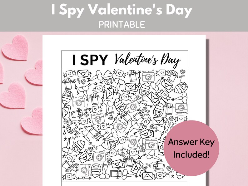 I Spy Valentine's Day Game Printable Kids Valentine Party - Etsy