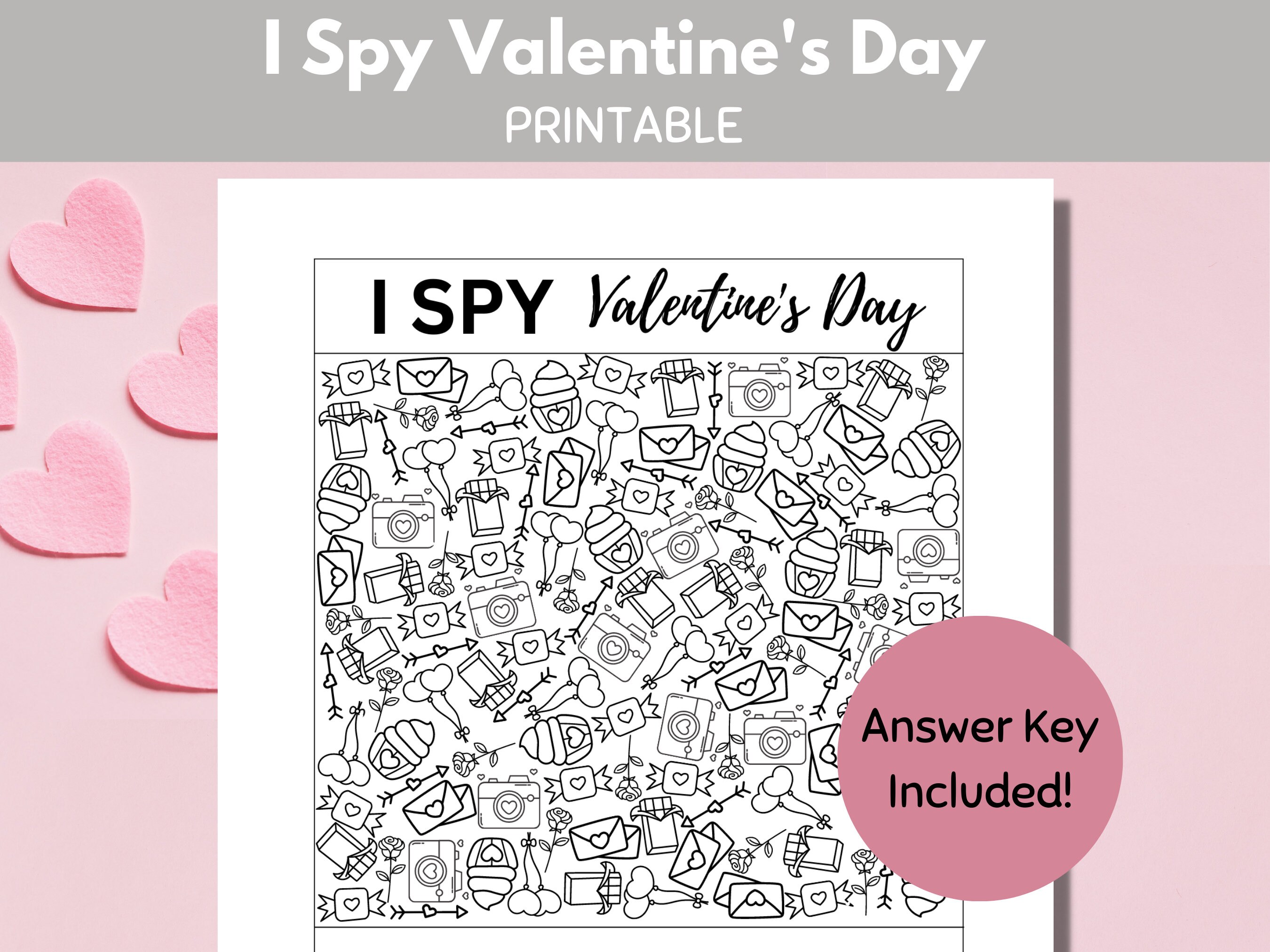I Spy Valentine's Day Game Printable, Kids Valentine Party Game ...