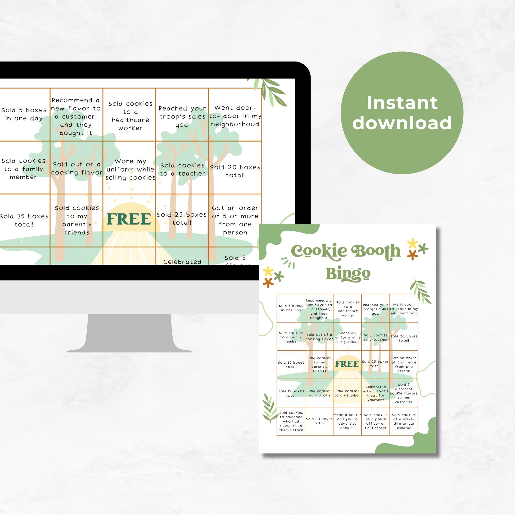Cookie Booth Bingo Printable, Fun Game for Scouts, Bing Card Cookie ...
