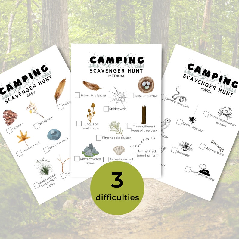 Camping Scavenger Hunt for Kids, Outdoor Game for Camp, Teens Printable ...