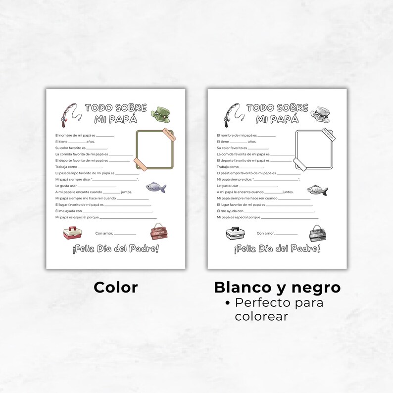 All About My Dad Printable in Spanish, Todo Sobre Mi Papa, Feliz Dia ...