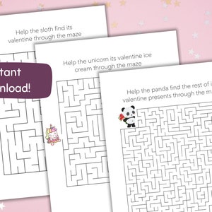 Valentine Maze Puzzle Printable, Printable Valentines Games, Kids ...