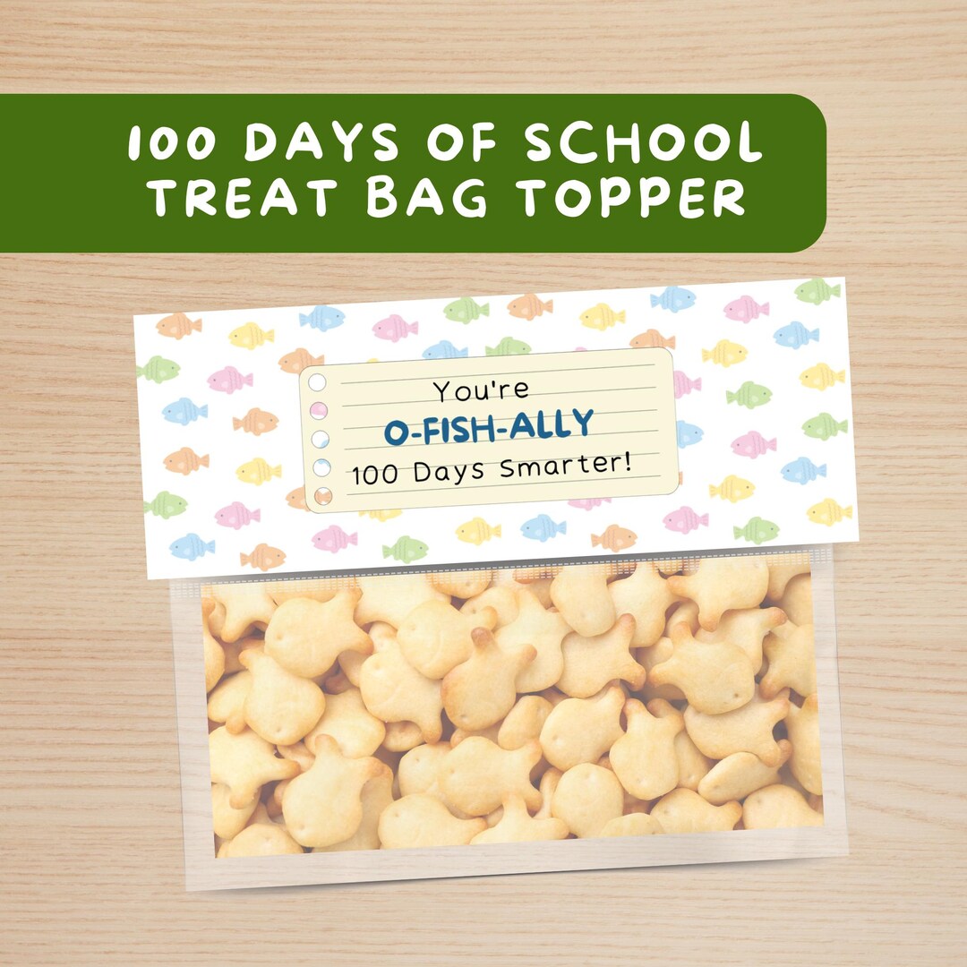 100 Days of School Treat Bag Topper, 100th Day of School, Printable ...