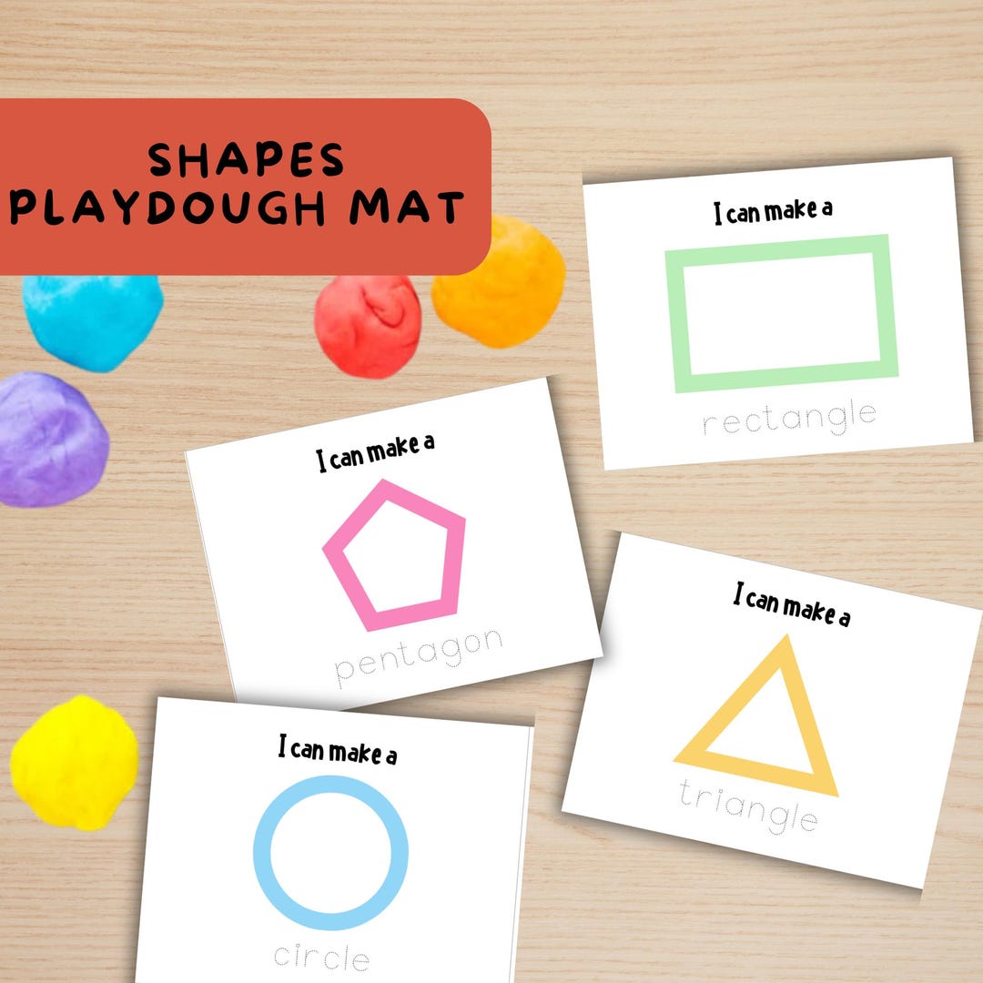 Play Dough Mats, Shape Playdough Cards, Toddler Activity Printable Kit ...