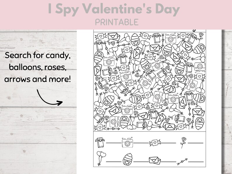 I Spy Valentine's Day Game Printable, Kids Valentine Party Game ...
