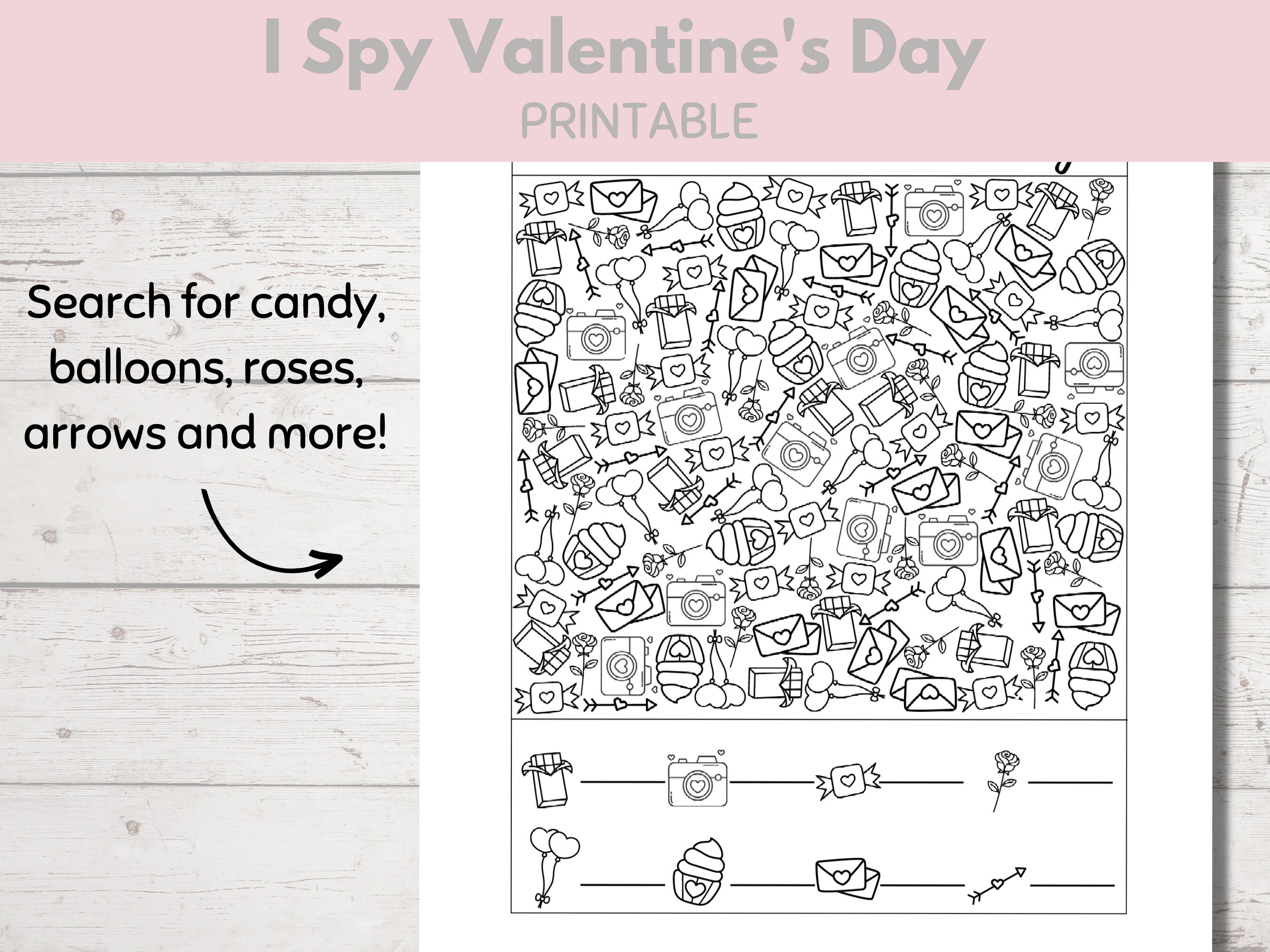 I Spy Valentine's Day Game Printable, Kids Valentine Party Game ...