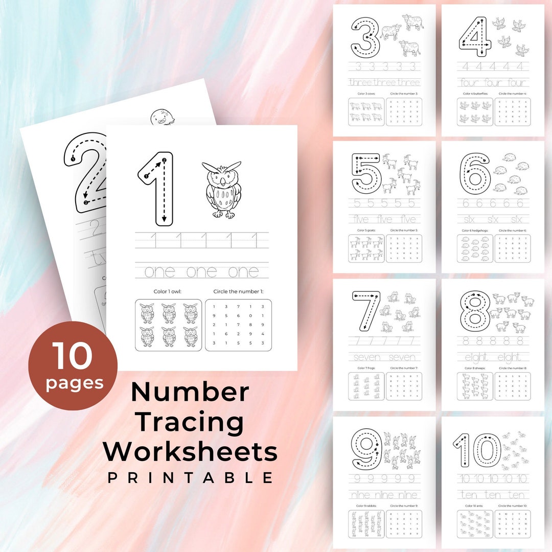 Number Tracing Worksheets, 1-10 Number Workbook for Kindergarten, 3 ...