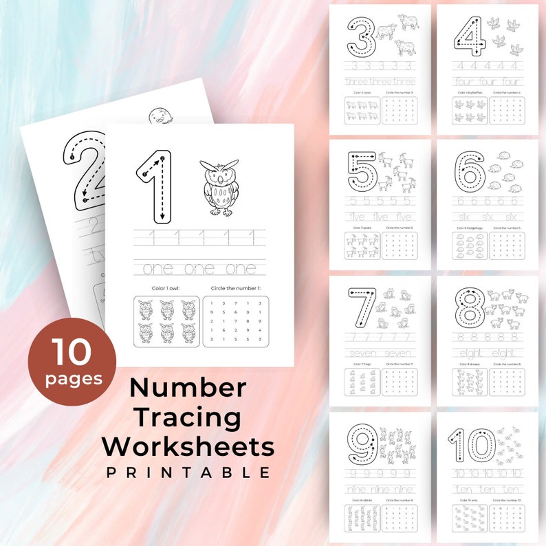 Number Tracing Worksheets 1-10 Number Workbook for - Etsy