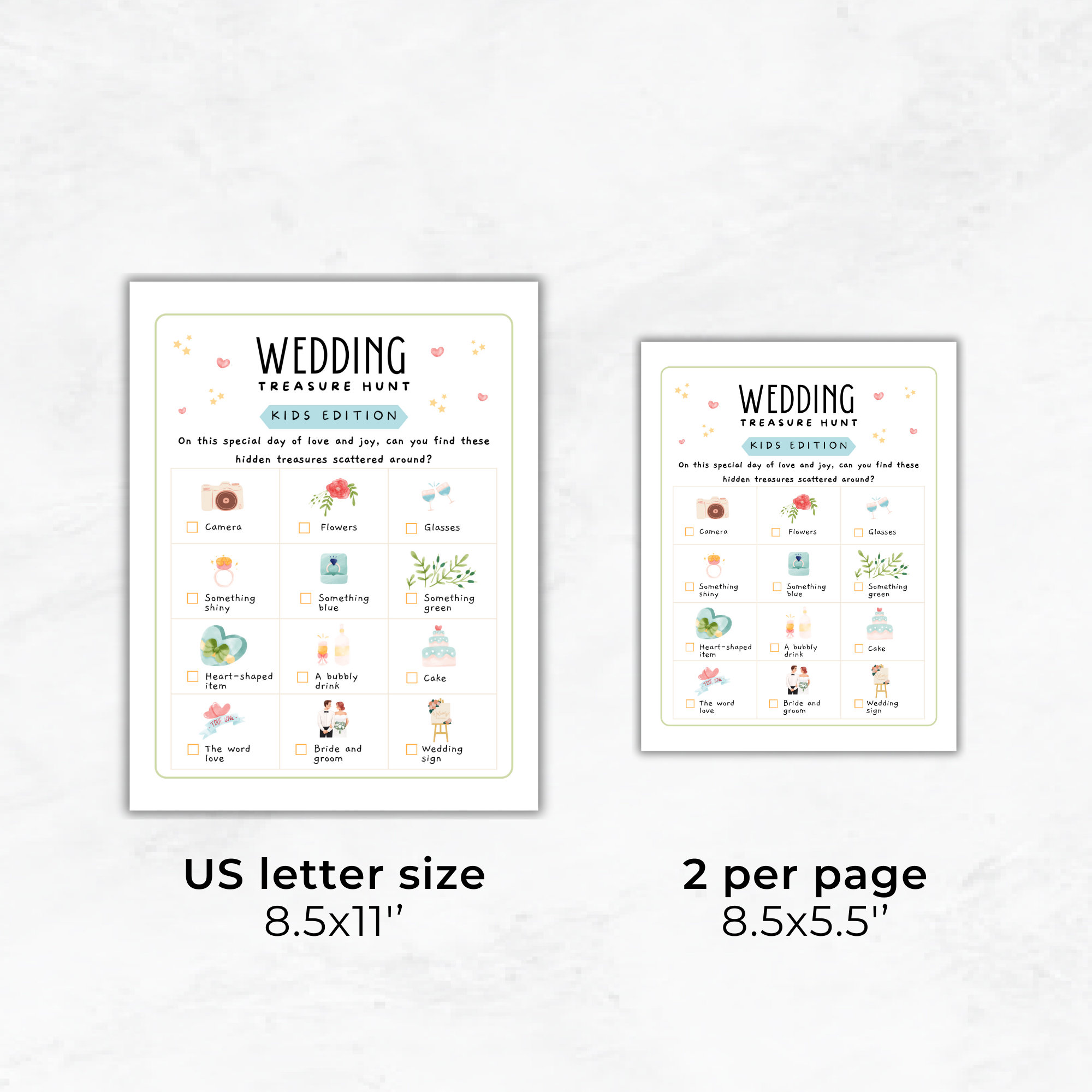 Wedding Treasure Hunt for Kids, I Spy Wedding Game, Wedding Table Games ...