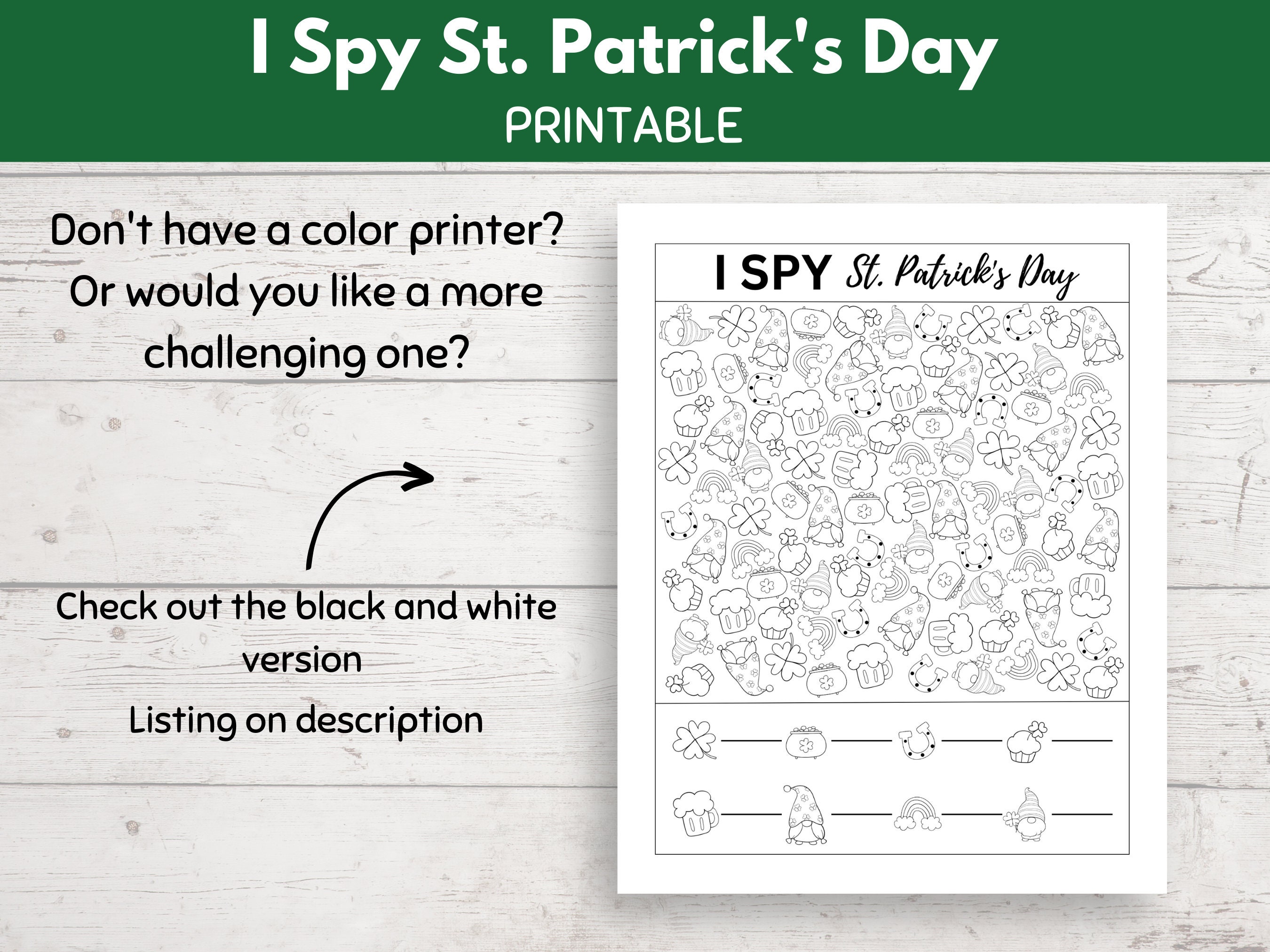 I Spy St. Patrick's Day Game Printable, Kids St. Paddy's Day Party Game ...