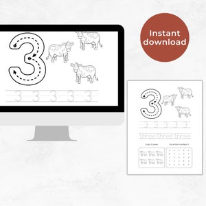 Number Tracing Worksheets, 1-10 Number Workbook for Kindergarten, 3 ...