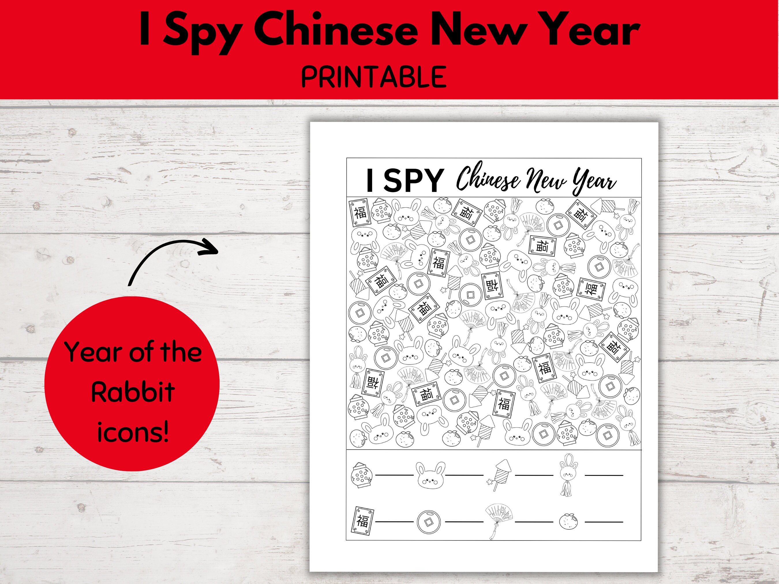 I Spy Chinese New Year 2023 Game Printable, Lunar New Year, Kids ...