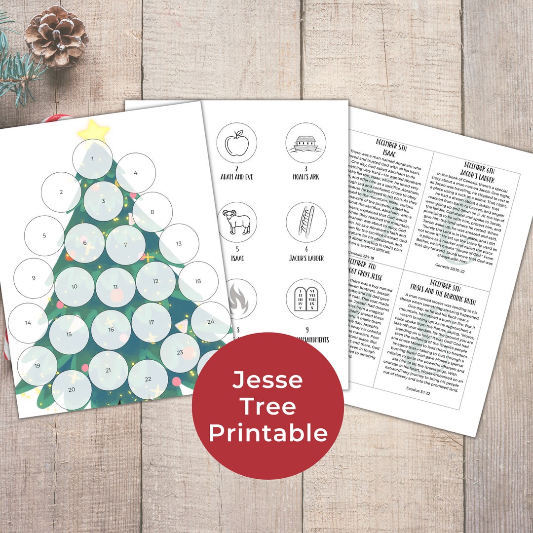 Jesse Tree Printable Activity for Kids, Coloring Ornaments, Christian ...