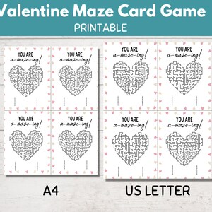 Valentine Maze Cards Printable, DIY Valentine Cards for Kids, School ...
