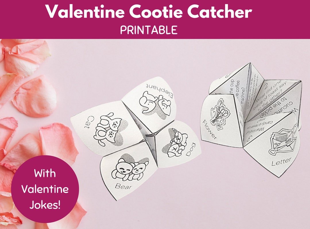 Valentine Cootie Catcher With Jokes Printable, DIY Valentine Joke ...