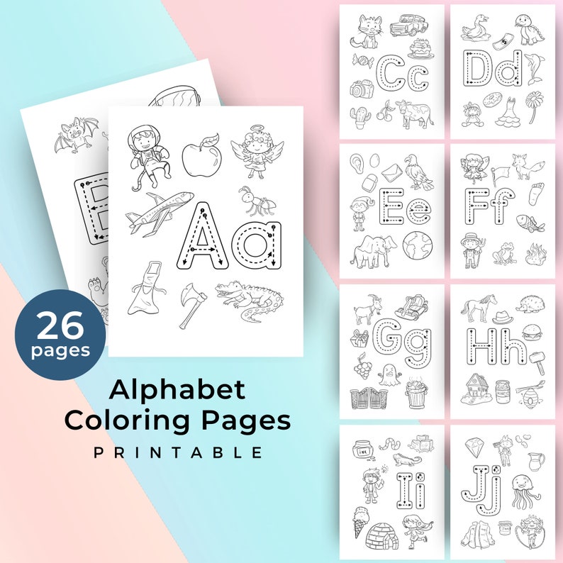 Alphabet Coloring Book Digital, Tracing Letter Worksheets for Kids, 3 ...