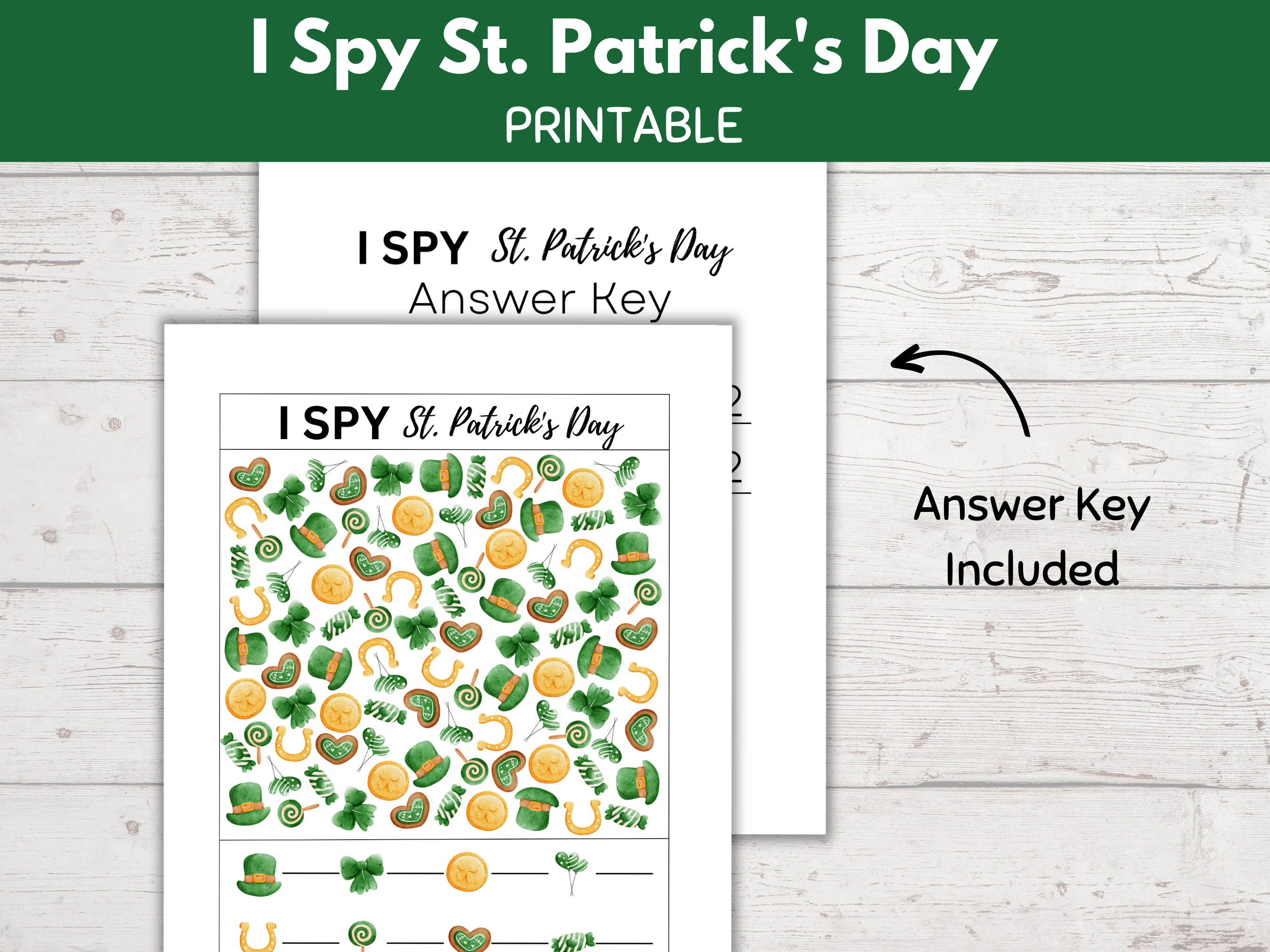 I Spy St. Patrick's Day Game Printable, Kids St. Paddy's Day Party Game ...