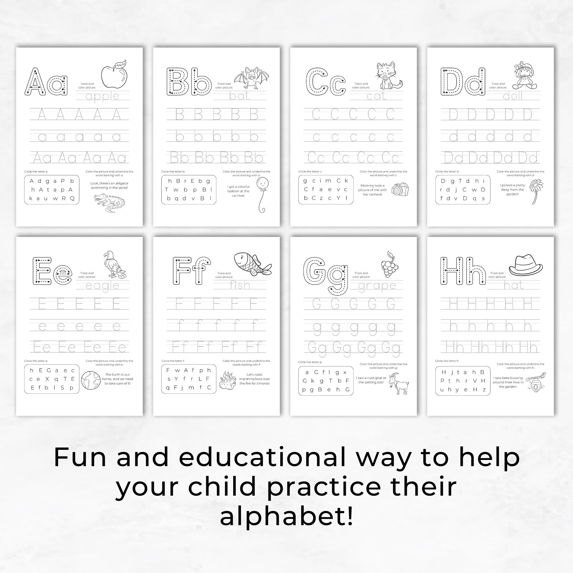 Printable Alphabet Practice Sheets PDF, Tracing Letter Worksheets ...