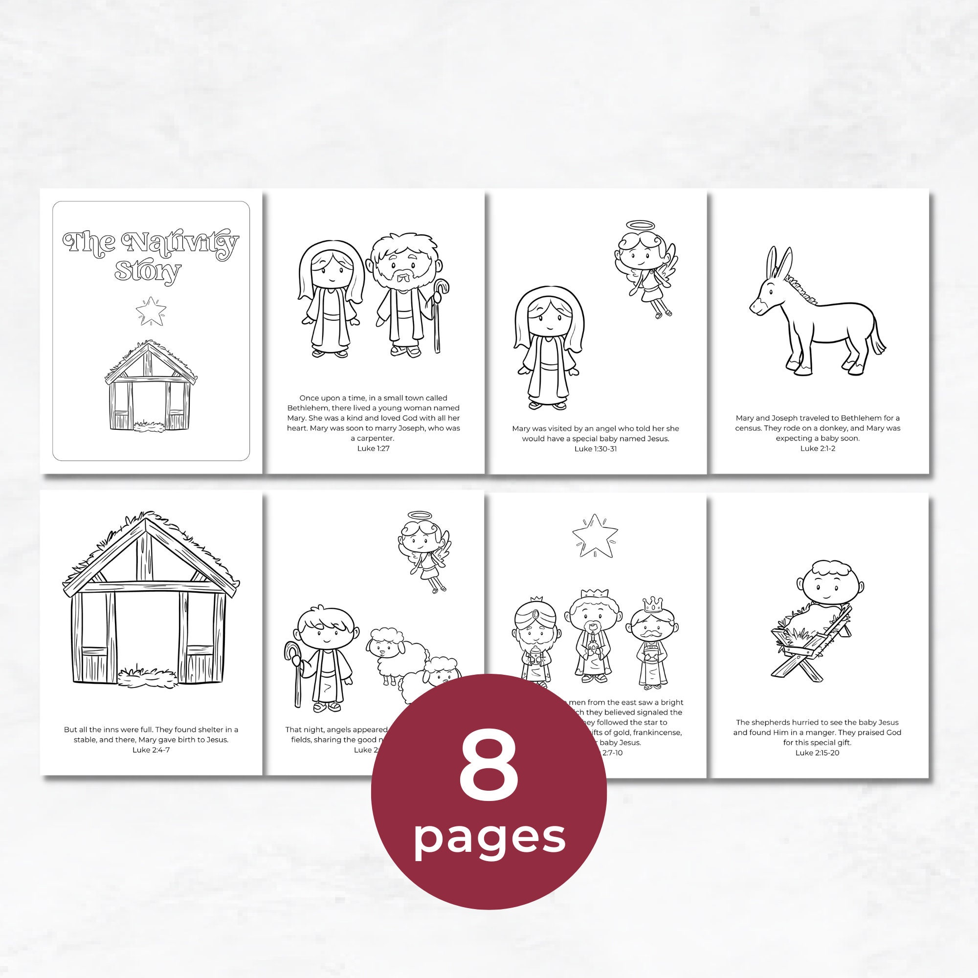 Nativity Scene Printable Coloring Pages, Printable Religious Advent ...