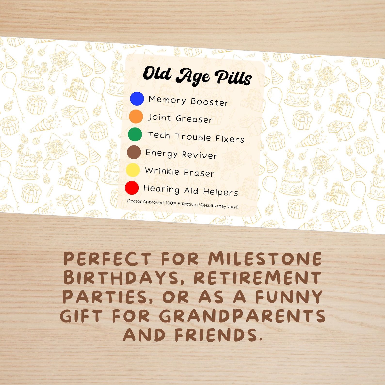 Old Age Pills Tag Editable Printable, Over the Hill Milestone Birthday ...