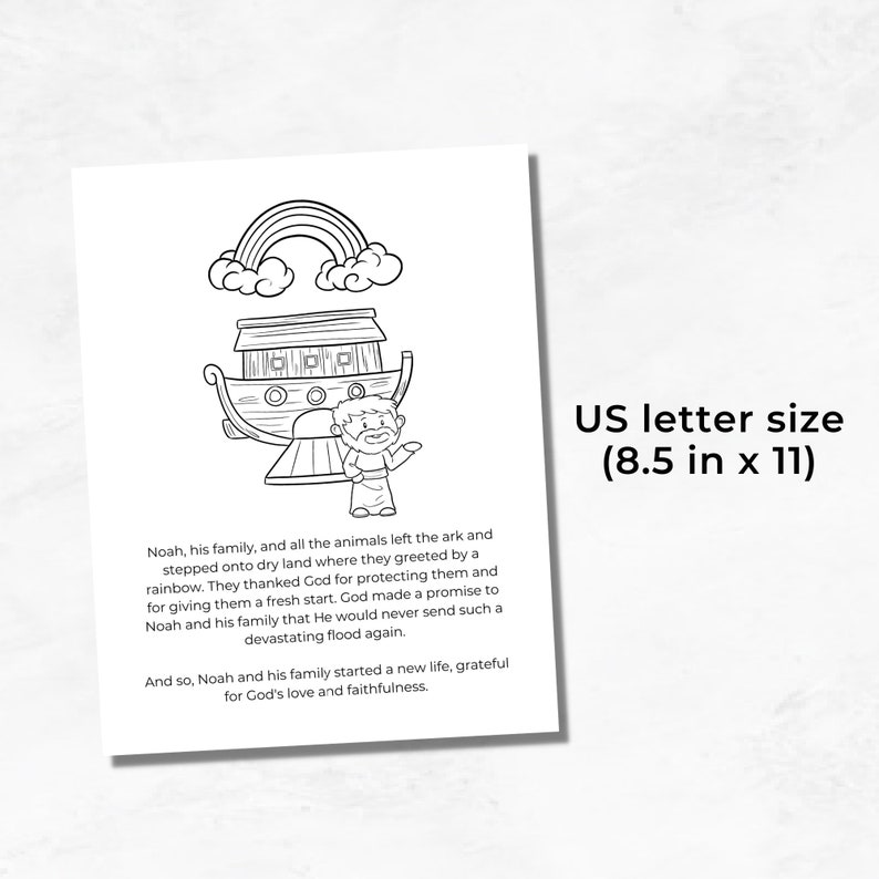 Kids Bible Verses Activity Pages, Noah's Ark Story, Religious Coloring ...