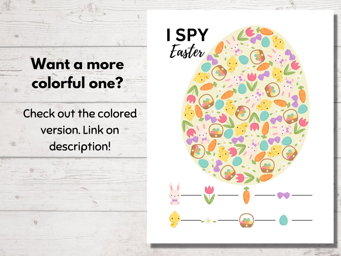 I Spy Easter Game Printable, Kids Easter Party Game, Easter Activity ...