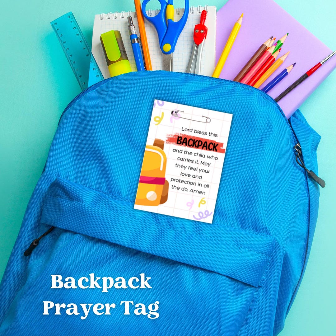 Backpack Blessing Prayer Tag, First Day of School Prayer Tag, Children ...