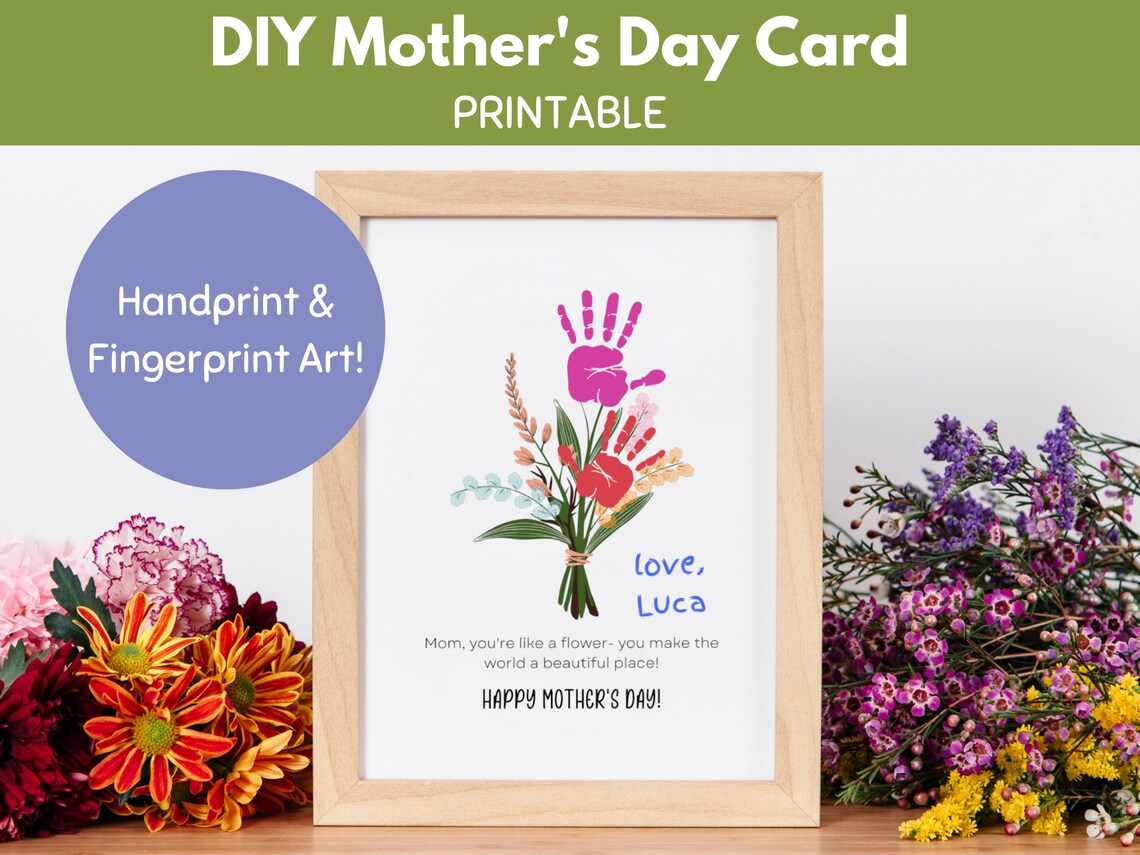 Mother's Day Handprint Flowers Gift Printable, Kids Handprint Art ...
