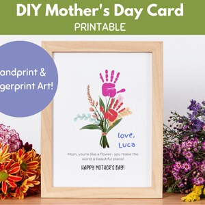 Mother's Day Handprint Flowers Gift Printable, Kids Handprint Art ...