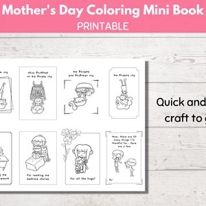 Mother's Day Printable Coloring Mini Book, Coloring Pages Craft, Kids ...