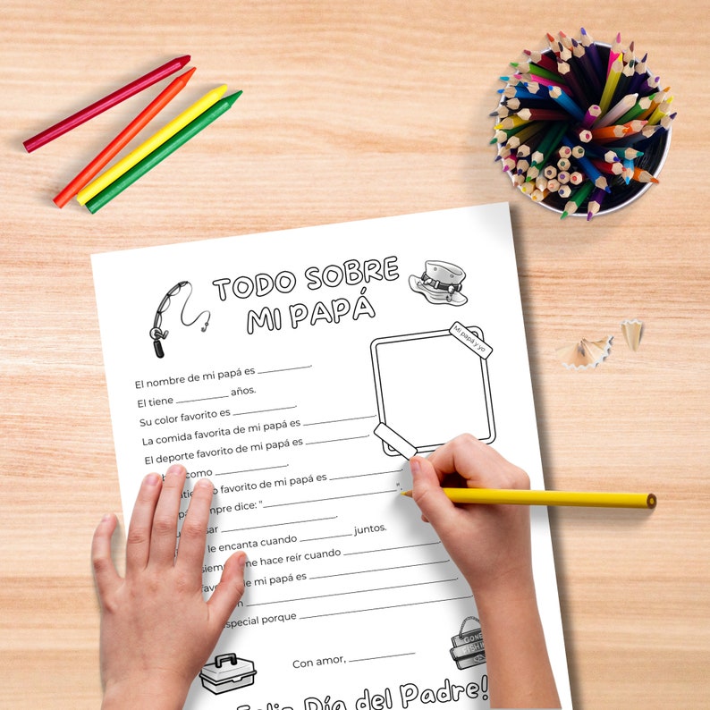 All About My Dad Printable in Spanish, Todo Sobre Mi Papa, Feliz Dia ...