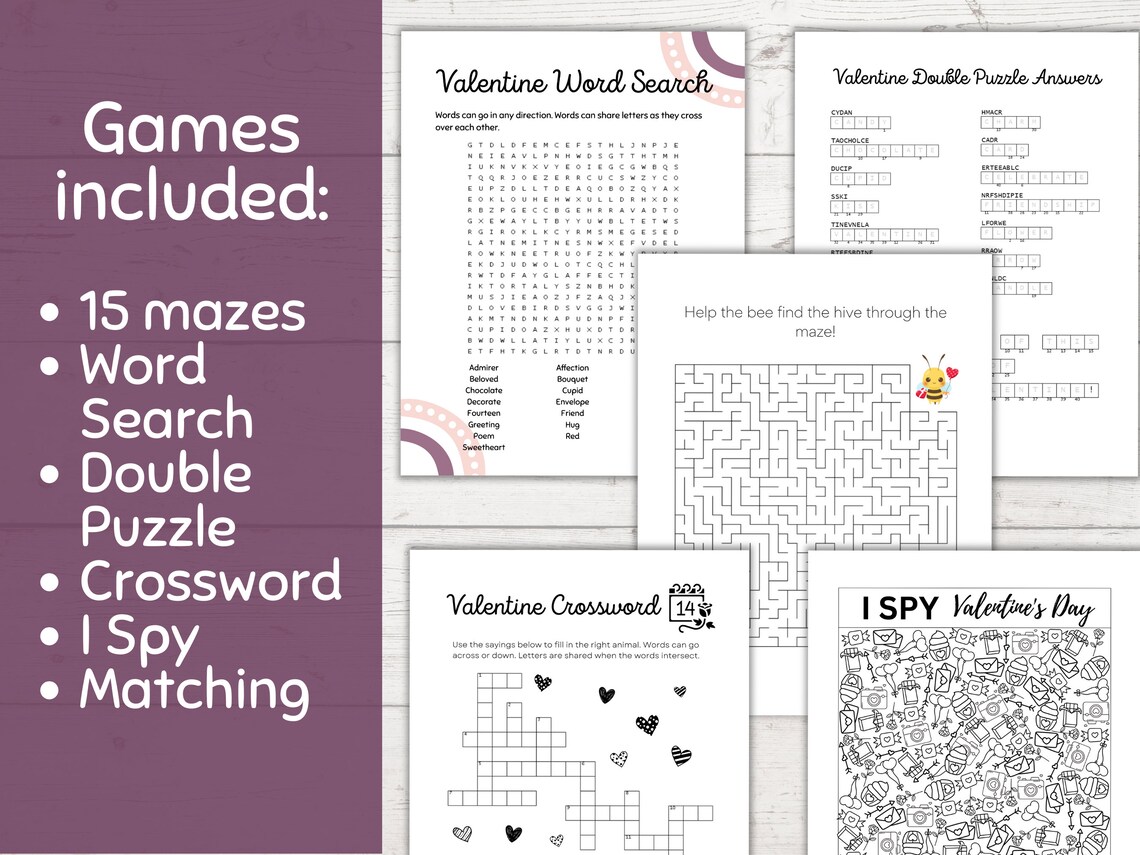 Valentine Game Printable Bundle, Printable Valentines Party Games, I ...