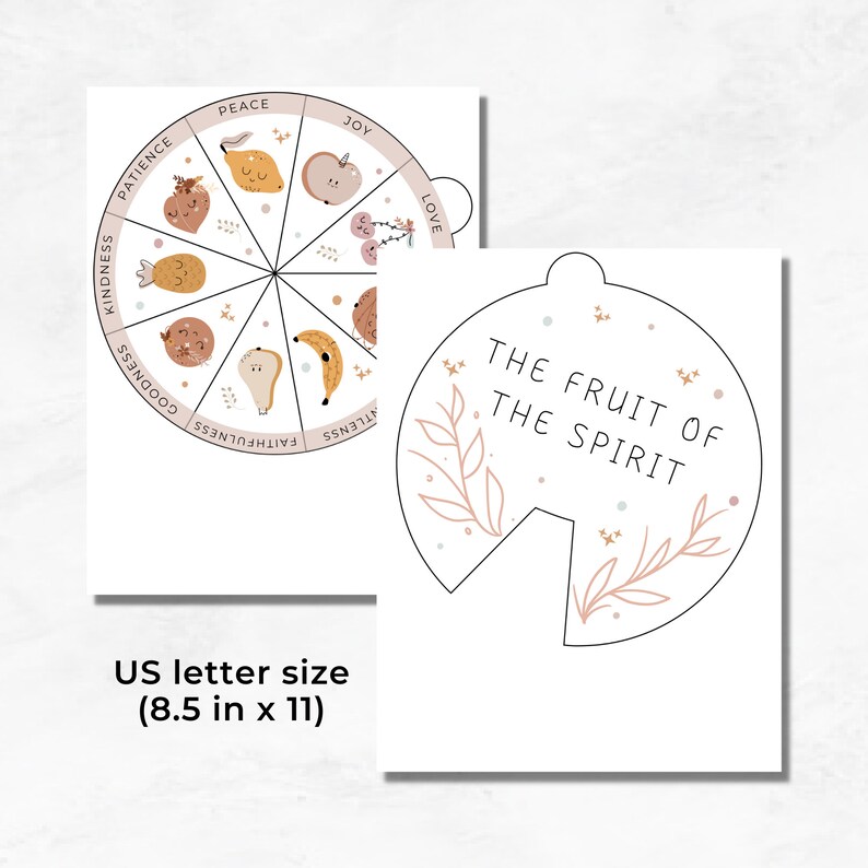 Fruit of the Spirit Printable for Kids, Spin Wheel Coloring Page Craft ...