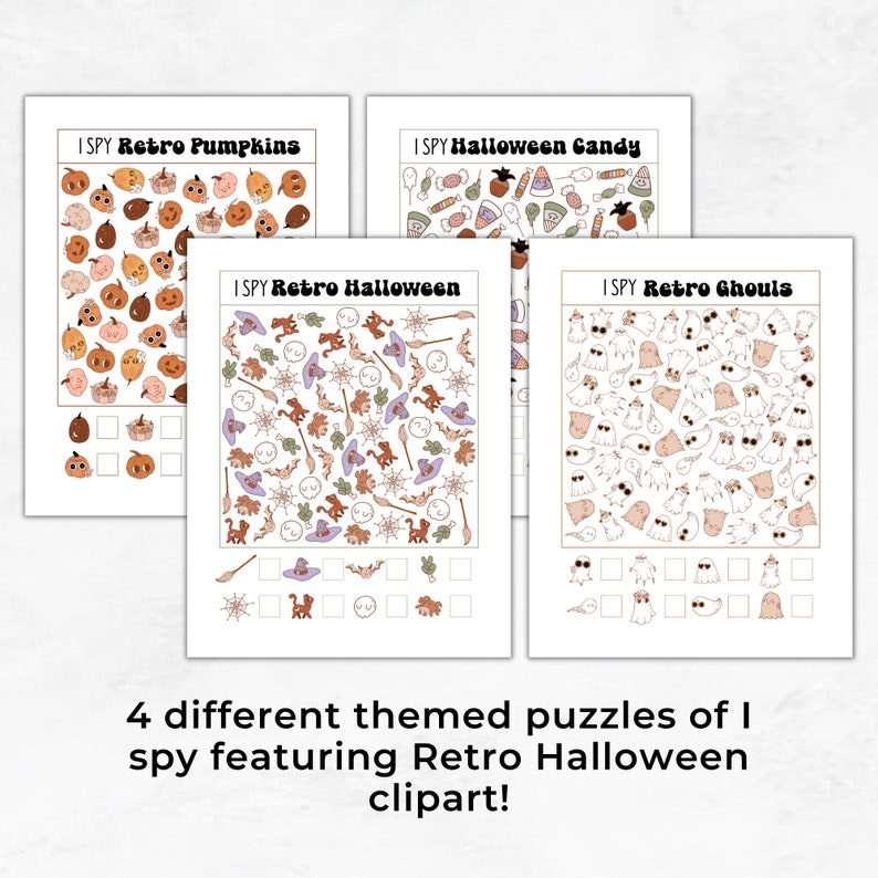 Halloween I Spy Worksheets, Retro Halloween I Spy and Count Printable ...