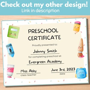 Editable Preschool Graduation Certificate, Handprint DIY Pre-k ...