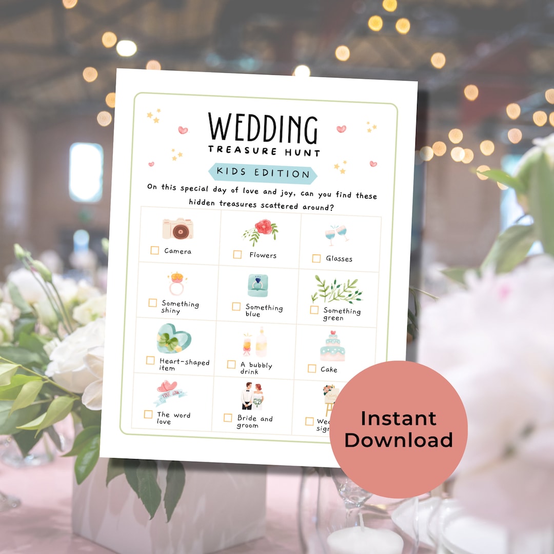 Wedding Treasure Hunt for Kids, I Spy Wedding Game, Wedding Table Games ...