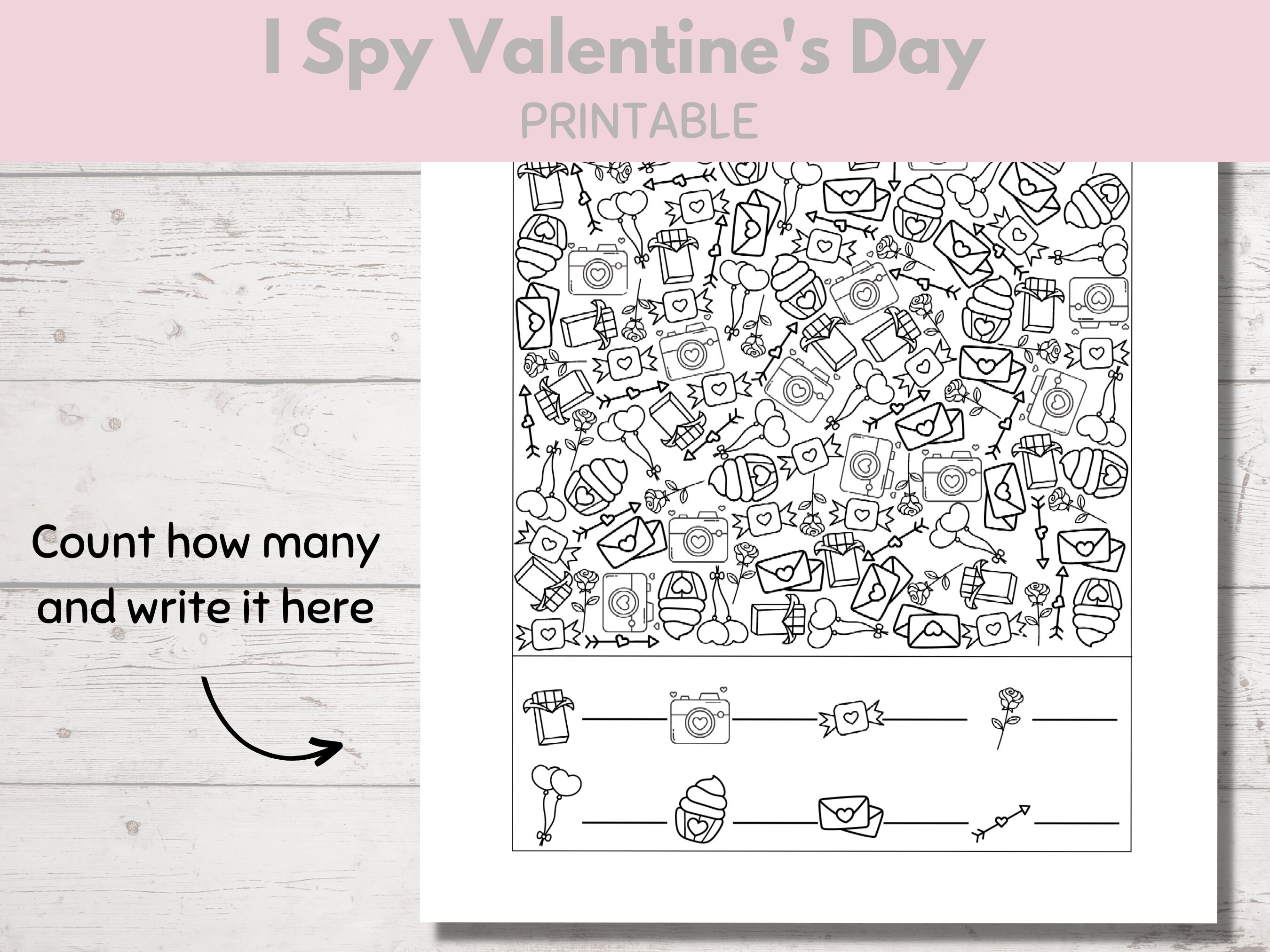 I Spy Valentine's Day Game Printable, Kids Valentine Party Game ...